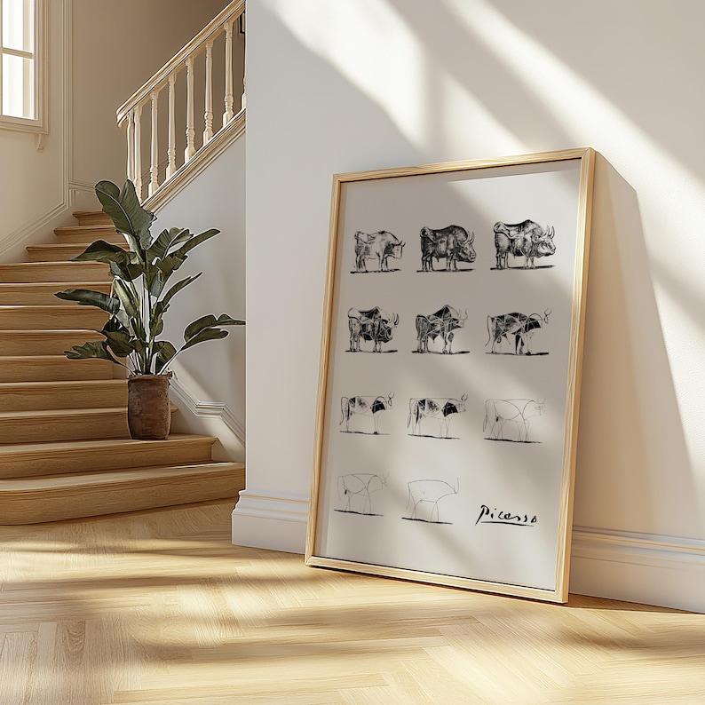 Pablo Picasso Evolution of Bull Poster Print, Animal Art Sketch, Bull ...