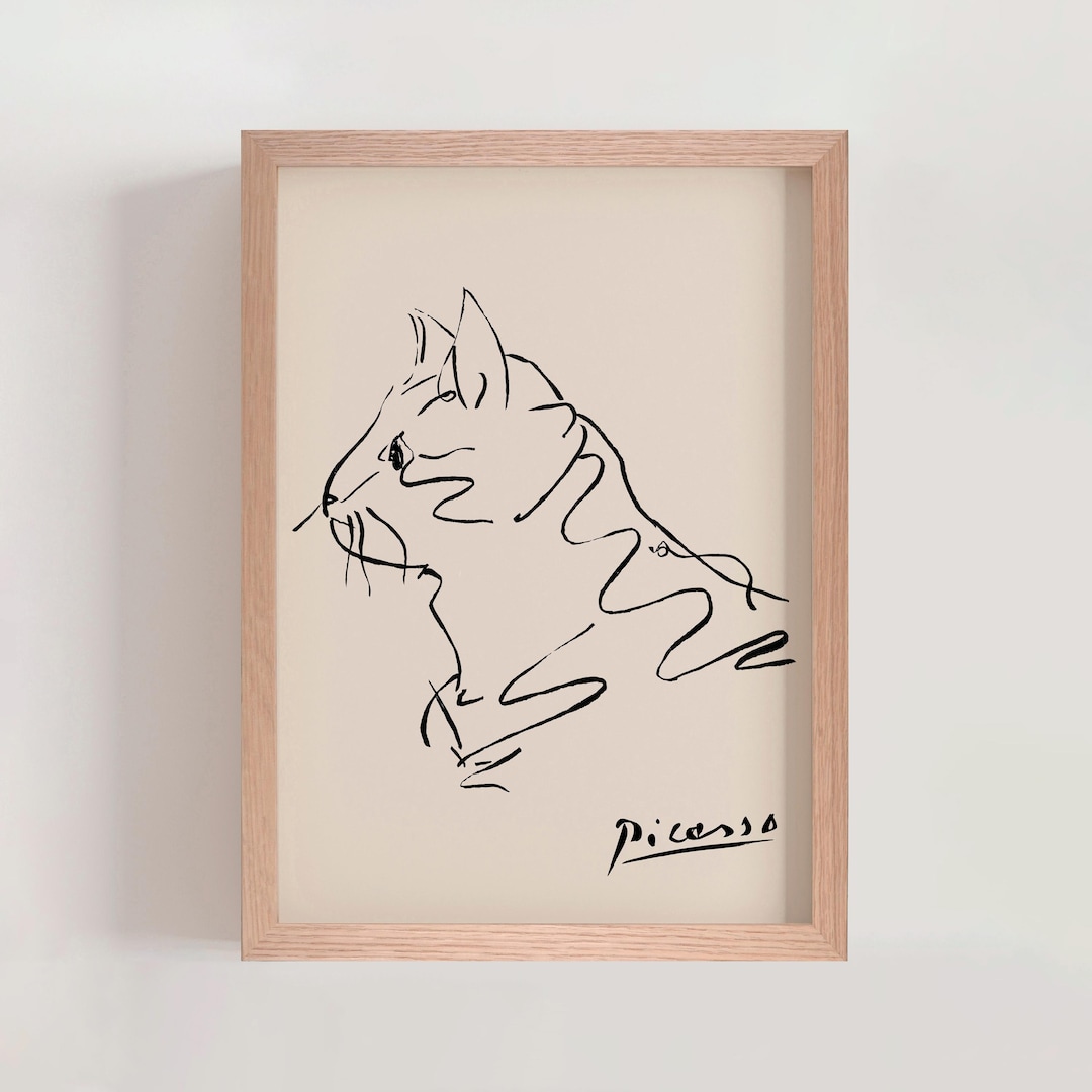Pablo Picasso Line Art - Cat Poster Print | Modern Minimalist Drawing ...