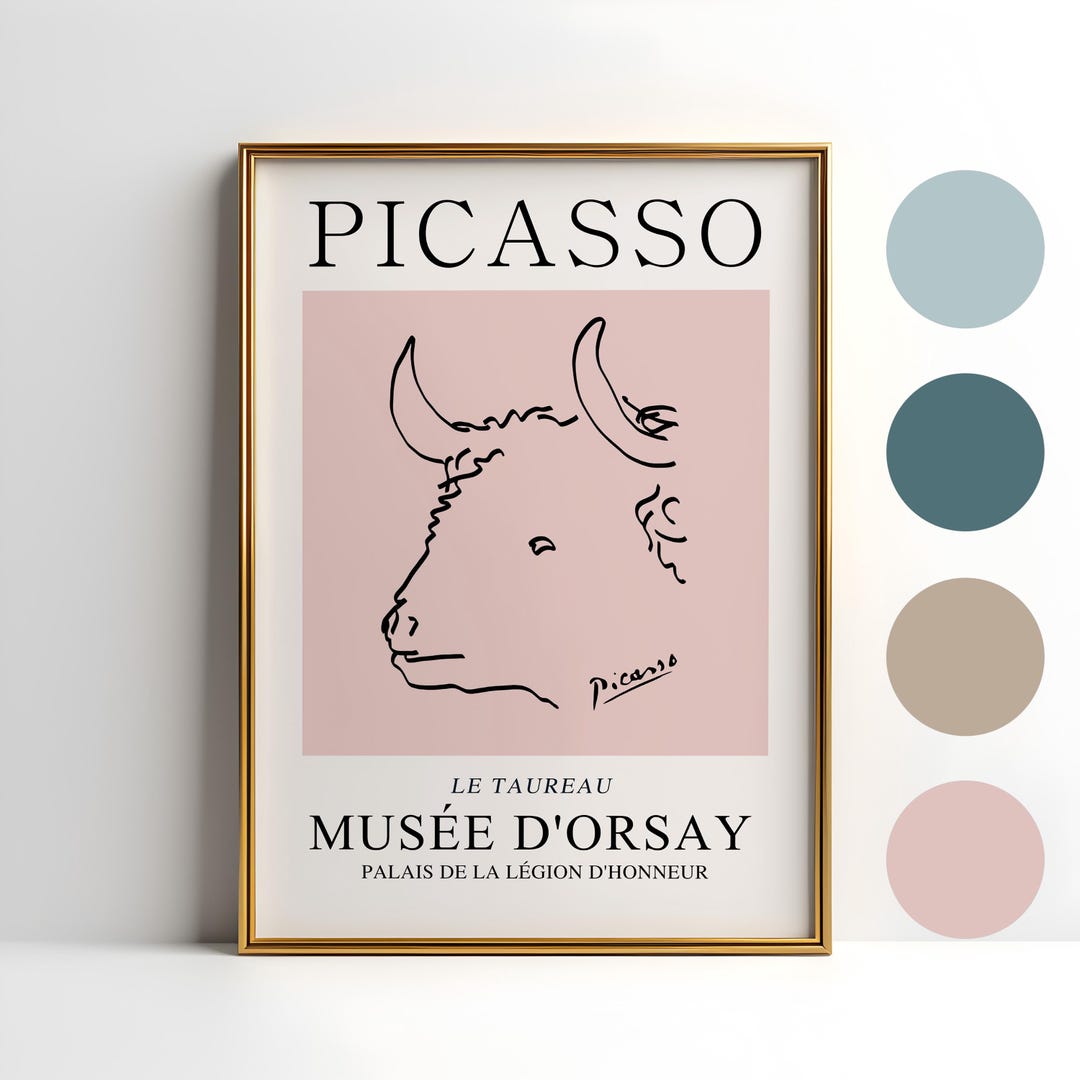 Pablo Picasso Line Art Print, Bull Art, Picasso Animal Drawing, Famous ...