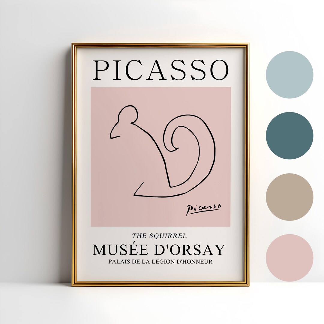 Pablo Picasso Line Art Print, Squirrel Art, Picasso Animal Drawing ...