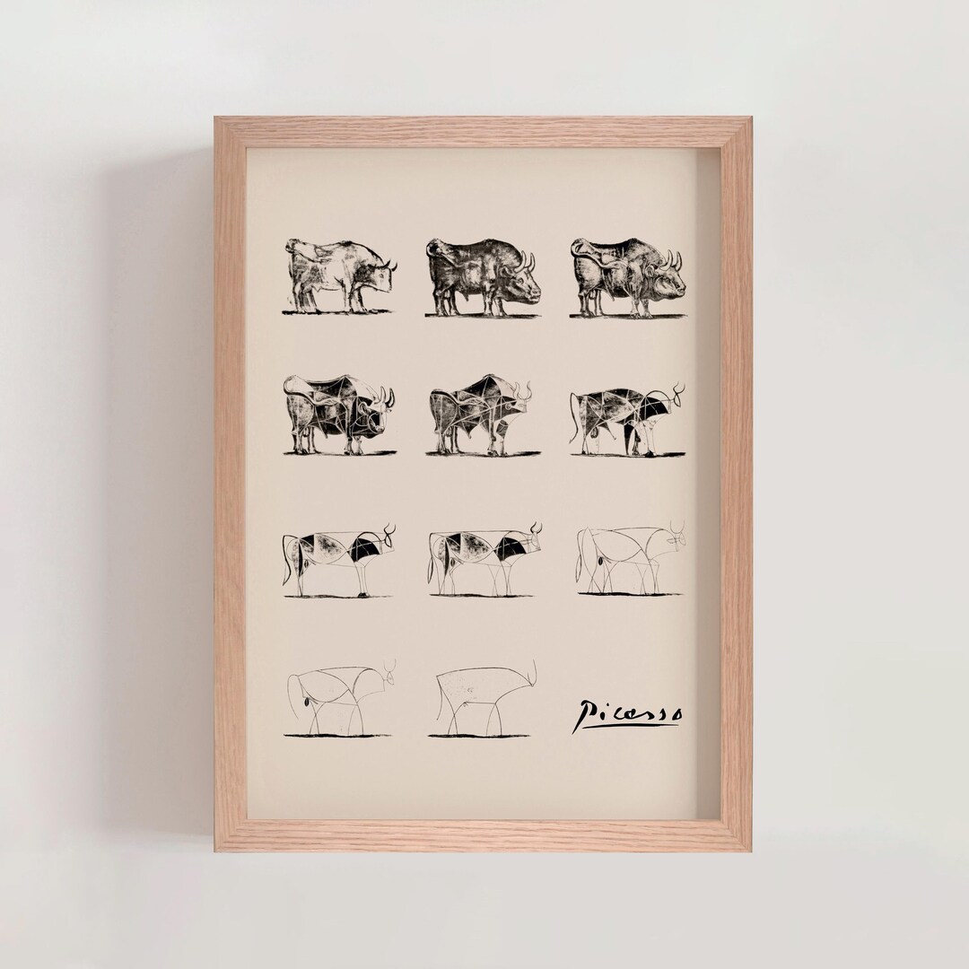 Pablo Picasso Evolution of Bull Poster Print, Animal Art Sketch, Bull ...