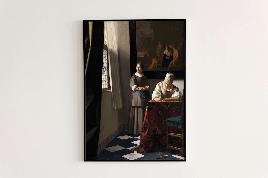 Lady Writing a Letter With Her Maid by Johannes Vermeer C.1670 Baroque ...