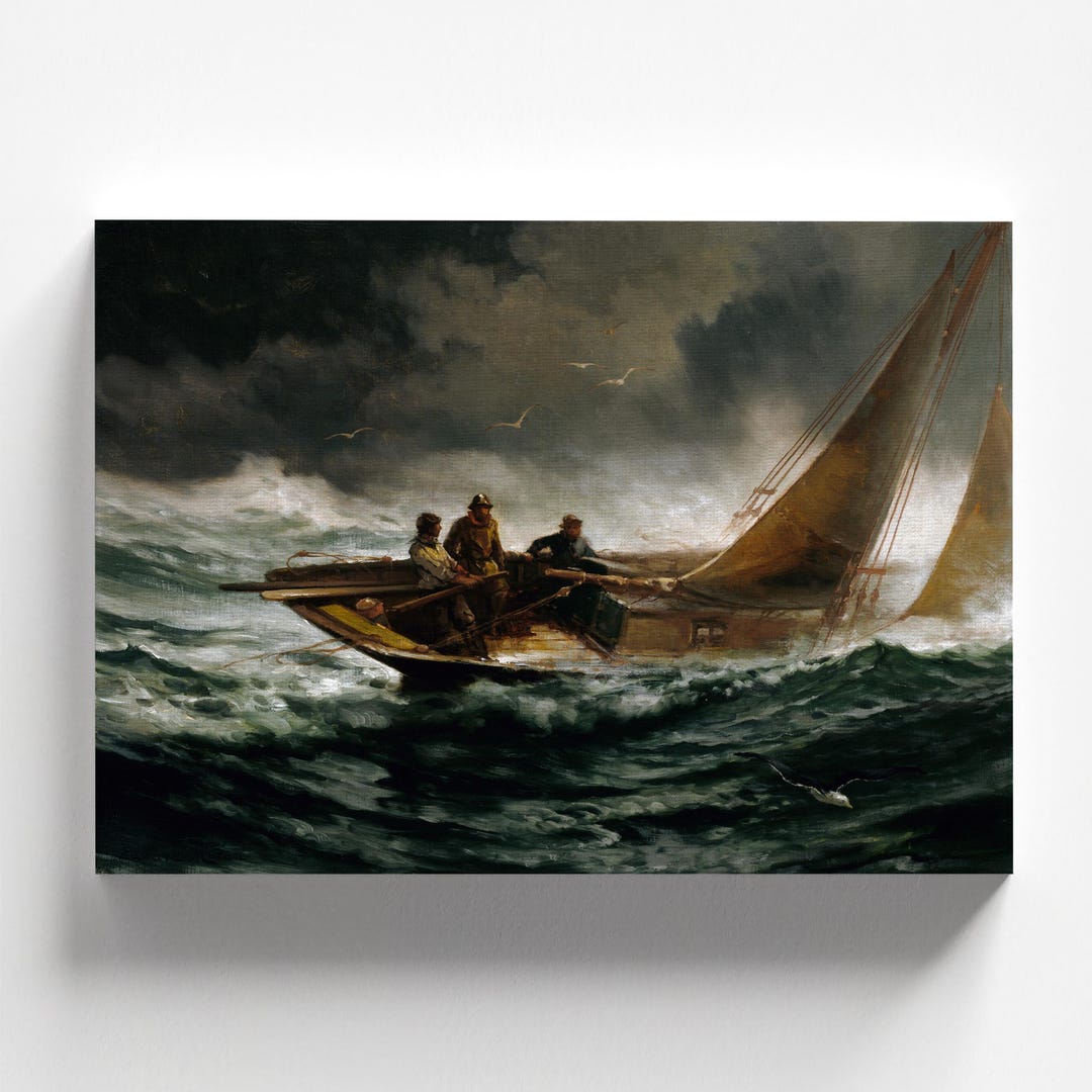 Riding Out a Gale by Edward Moran C.1889 | Maritime Art Print (D0422 ...