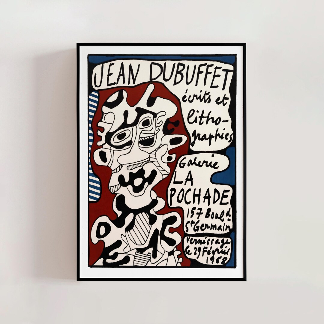 Jean Dubuffet Paris Exhibition Poster 1968, French Modern Mid Century ...