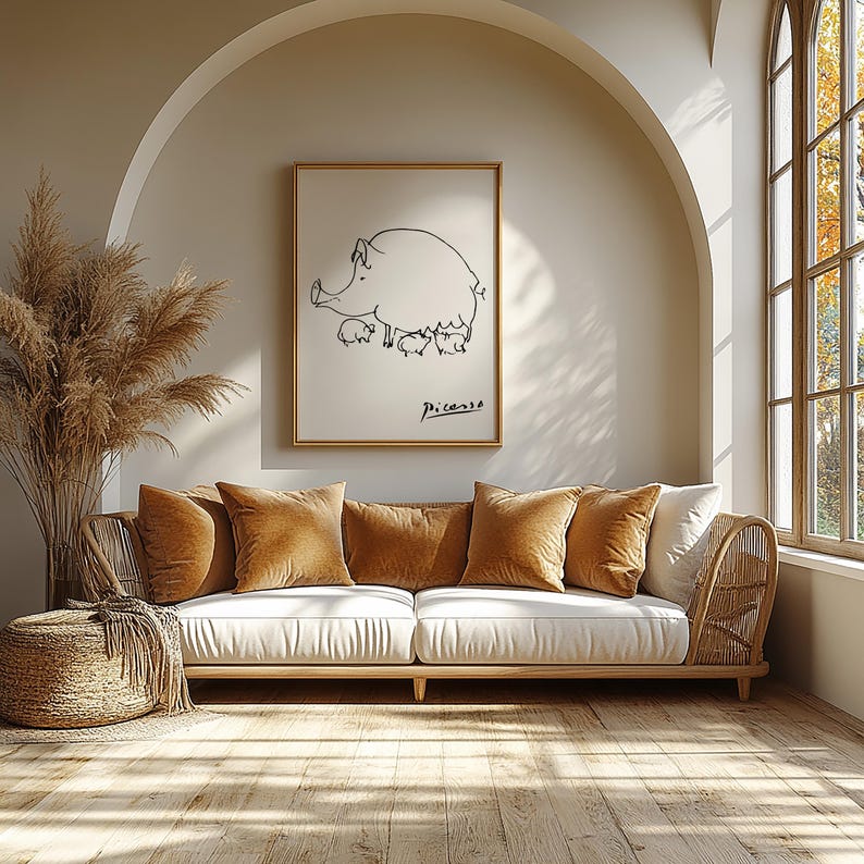 Pablo Picasso Line Art - Pigs Poster Print | Modern Minimalist Drawing ...