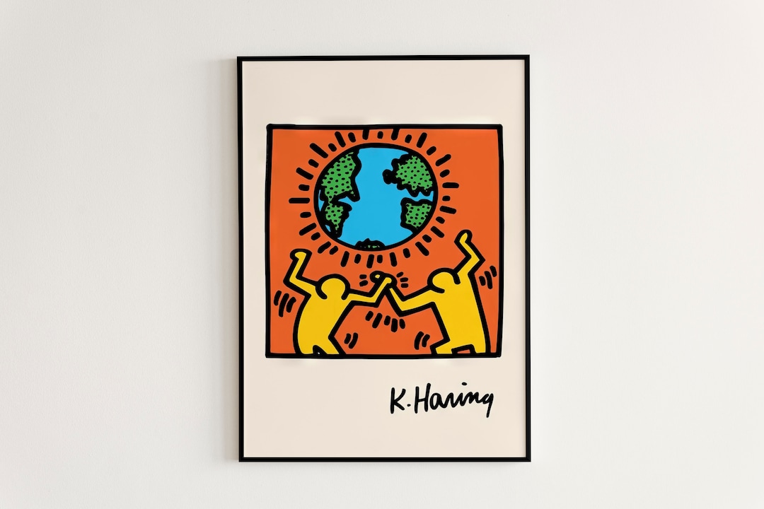 Keith Haring Untitled Earth Day Poster Orange Home Decor Poster ...