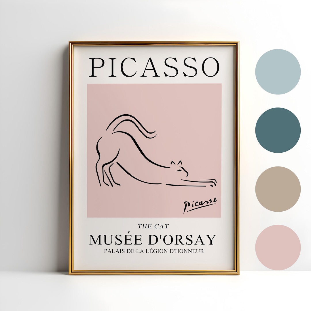 Pablo Picasso Line Art Print, Cat Le Chat Art, Picasso Animal Drawing ...