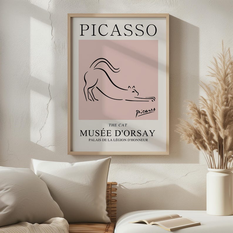 Pablo Picasso Line Art Print, Cat Le Chat Art, Picasso Animal Drawing ...