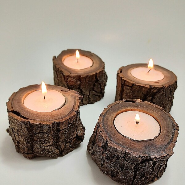 Tea Light Holder Bark - Etsy