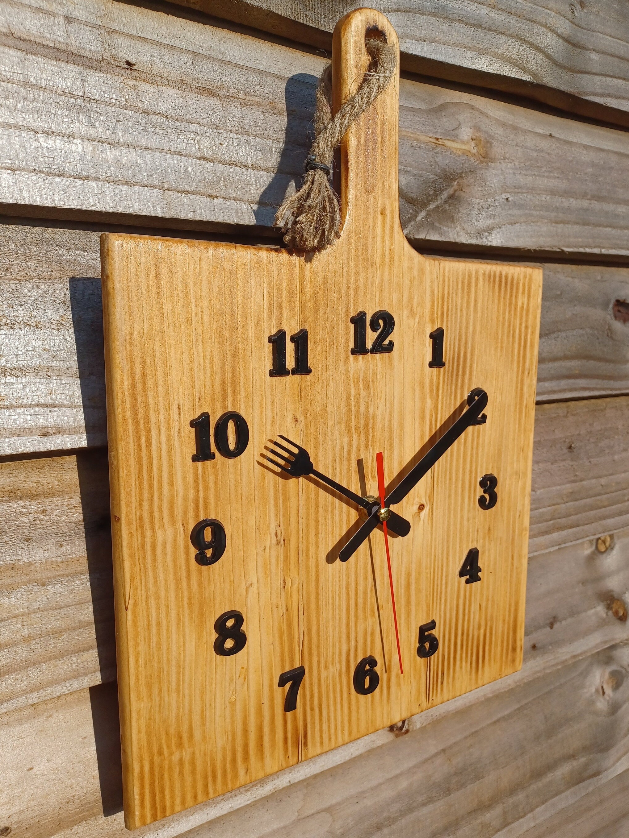 Farmhouse Rustic Cutting Board Wall Clock.natural Color.handmade ...