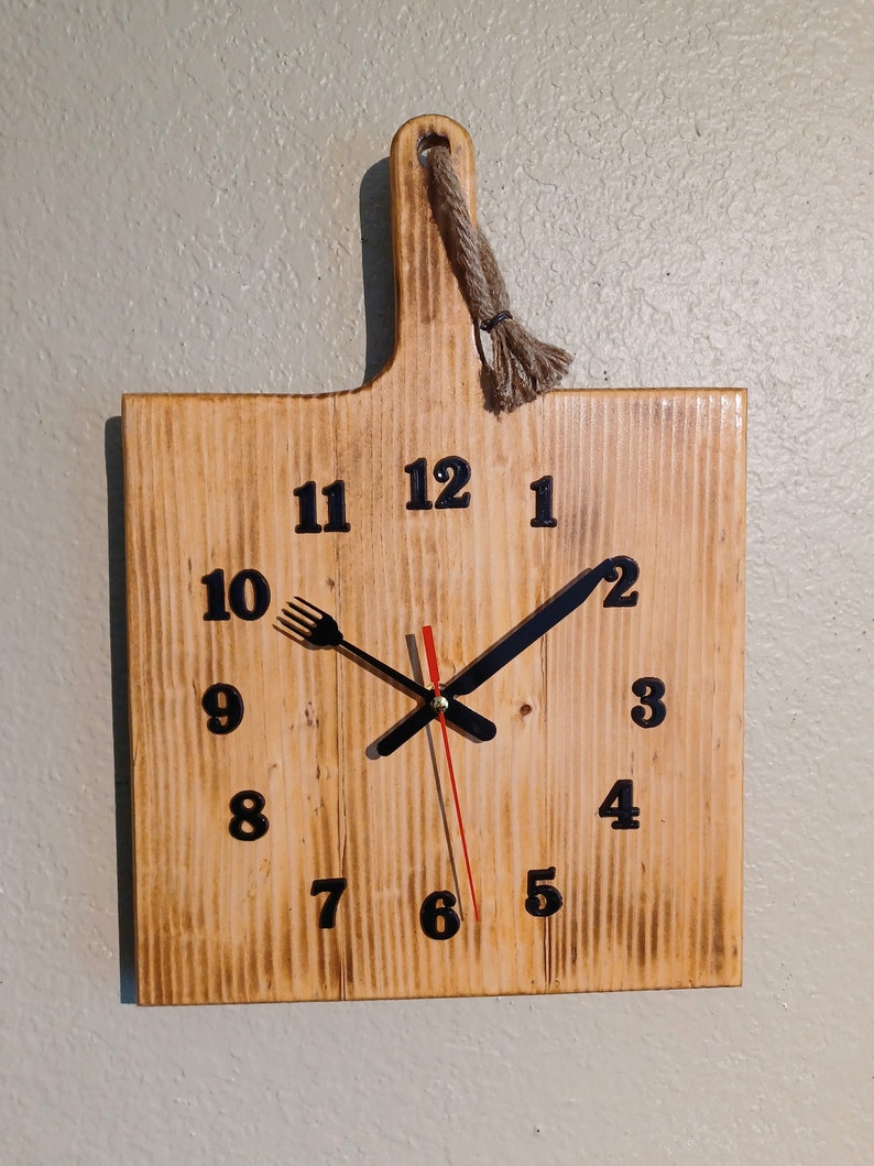 Farmhouse Rustic Cutting Board Wall Clock.natural Color,silent Non ...