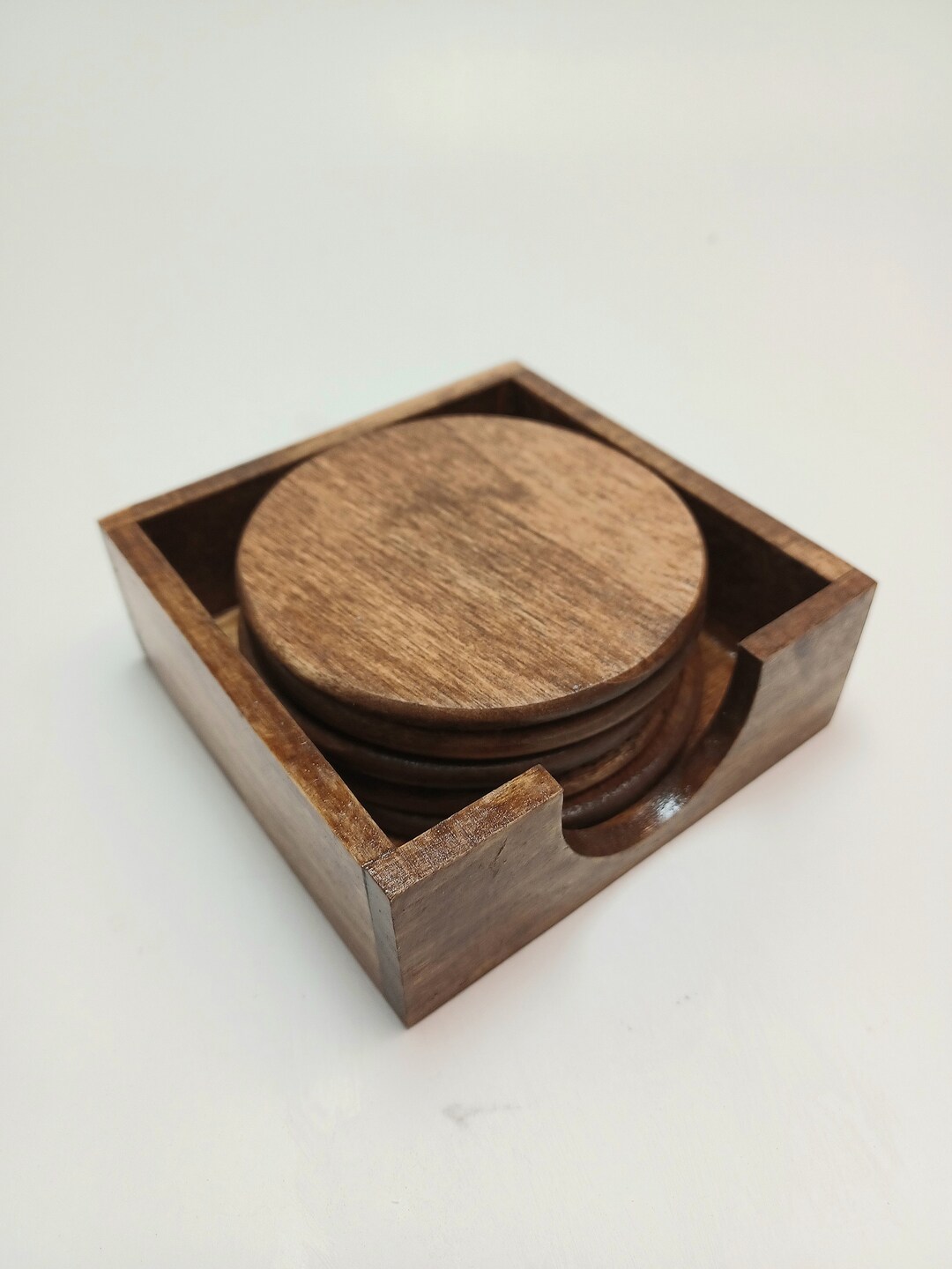 Round Coasters With Holder 4 Wood Coasters Rustic Modern Farmhouse ...