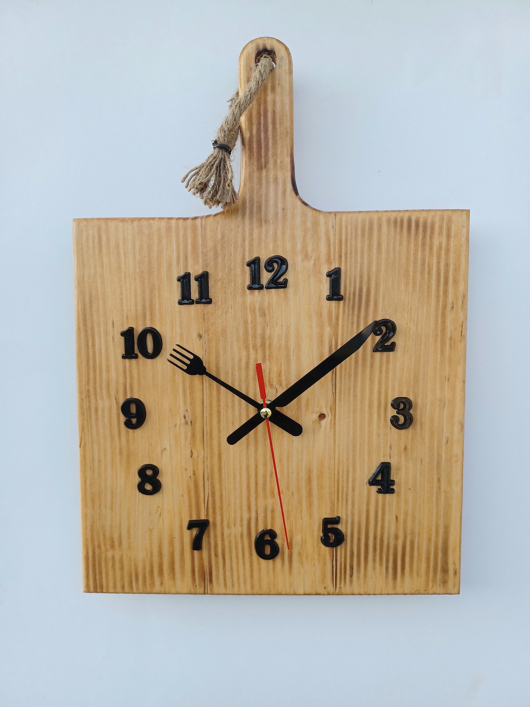 Farmhouse Rustic Cutting Board Wall Clock.natural Color,silent Non ...