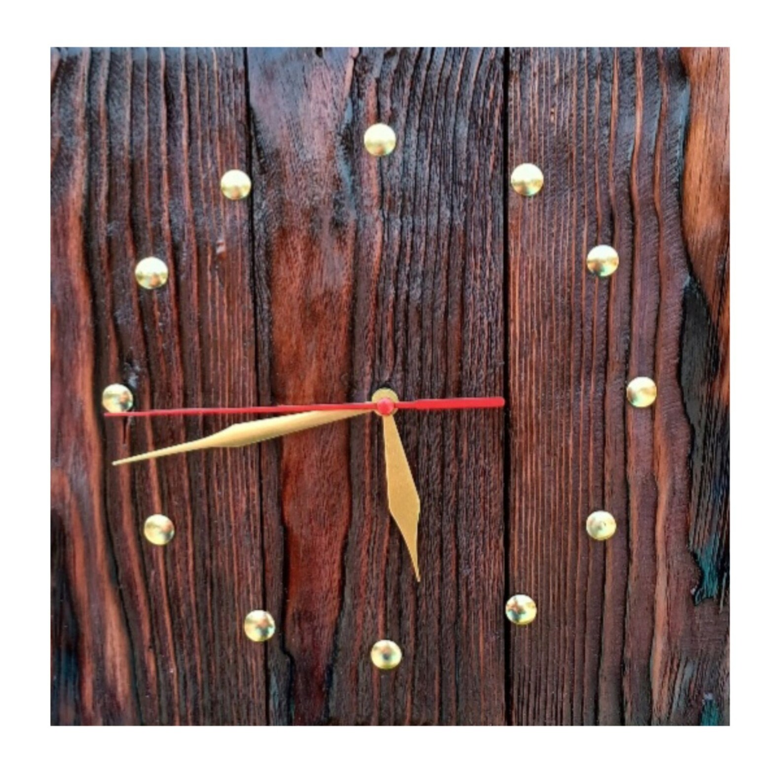 Rustic Weathered Burned Wood Wall Clock Barnwood Farmhouse 12x12 in ...