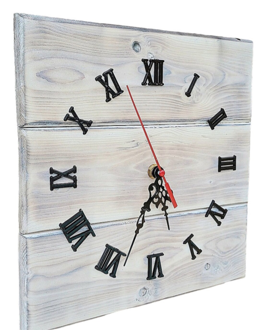 Rustic Modern Farmhouse Clock Wood White Squere Wall Clock Home Decor ...