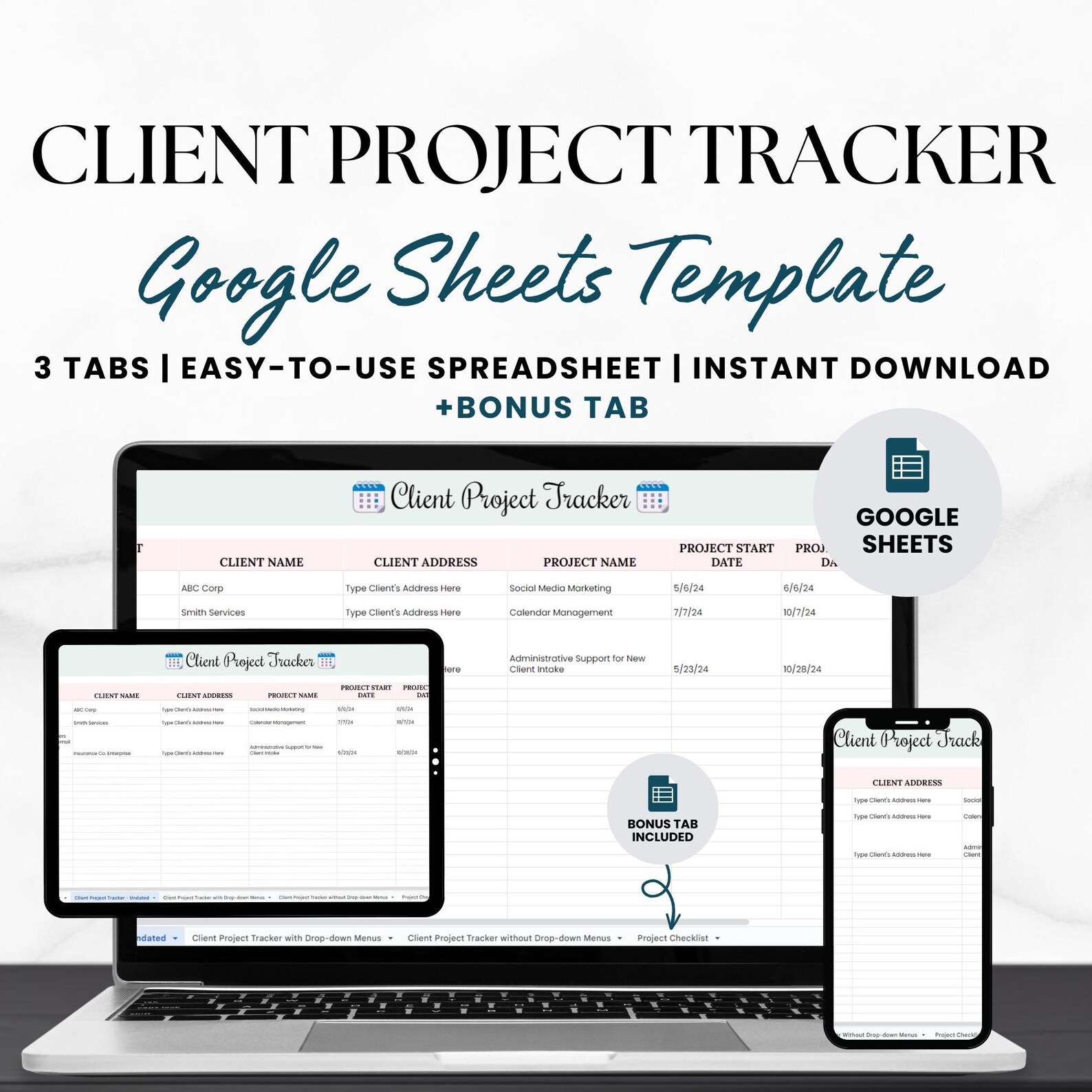 Google Sheets Template Client Tracker, Project Management, Client ...