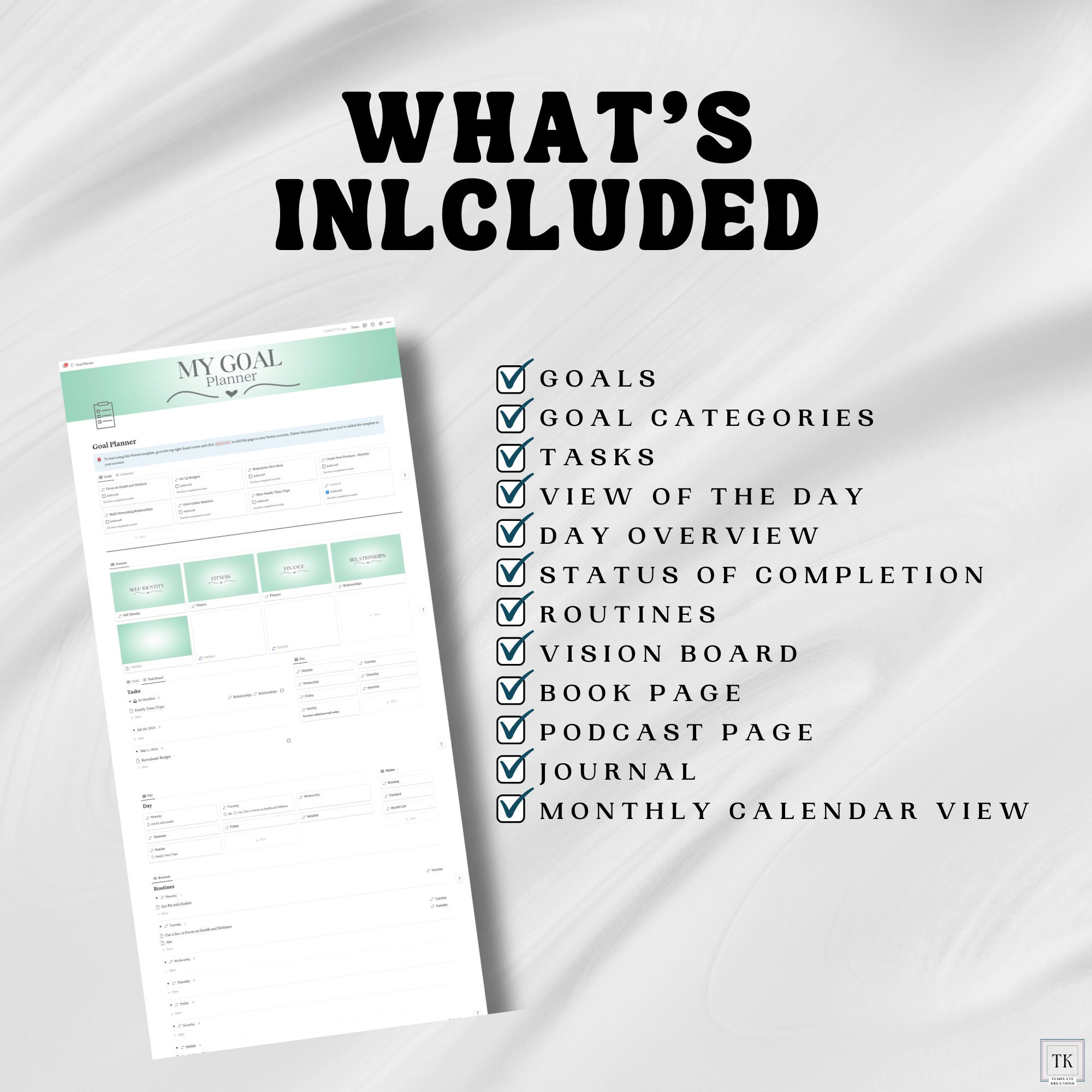 Notion Template Dashboard, Minimal Notion Template, 2024 Goal Template, Notion Goals Template ...