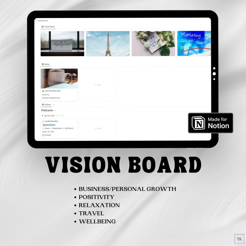 Notion Template Dashboard, Minimal Notion Template, 2024 Goal Template, Notion Goals Template ...