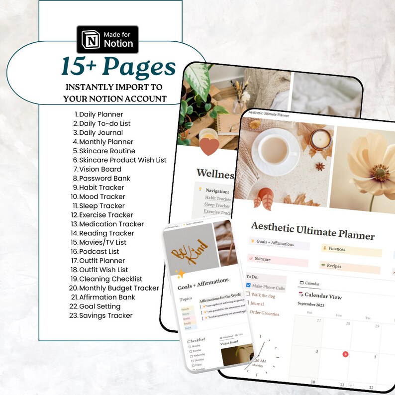 Notion Template 2024 Aesthetic, Notion Dashboard, Ultimate Life Planner Notion, Aesthetic ...
