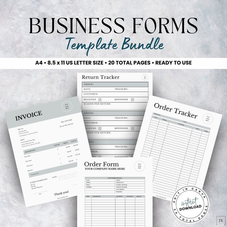 Small Business Forms, Small Business Order Form Bundle, Business Forms ...