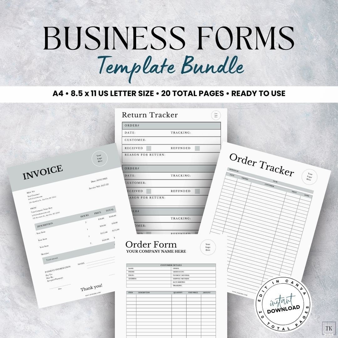 Small Business Forms, Small Business Order Form Bundle, Business Forms ...
