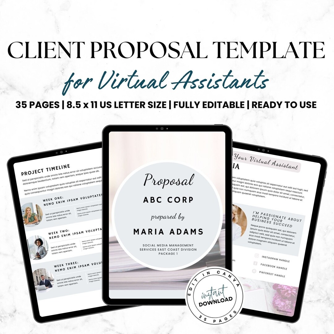 Client Proposal Template for Virtual Assistants, Portfolio Template ...
