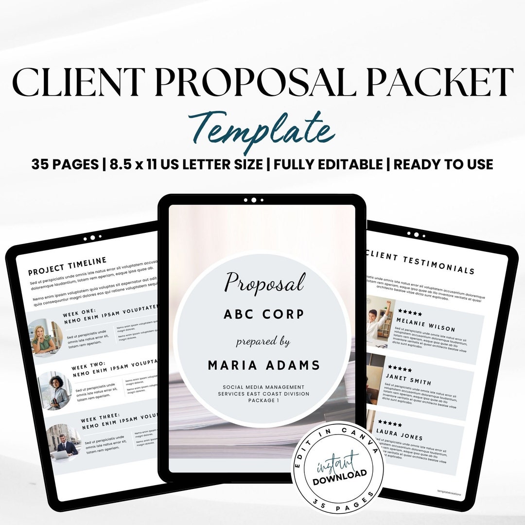Client Proposal Packet Template, Portfolio Template, Project Management ...