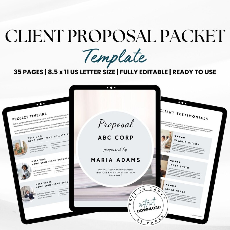 Client Proposal Packet Template, Portfolio Template, Project Management ...