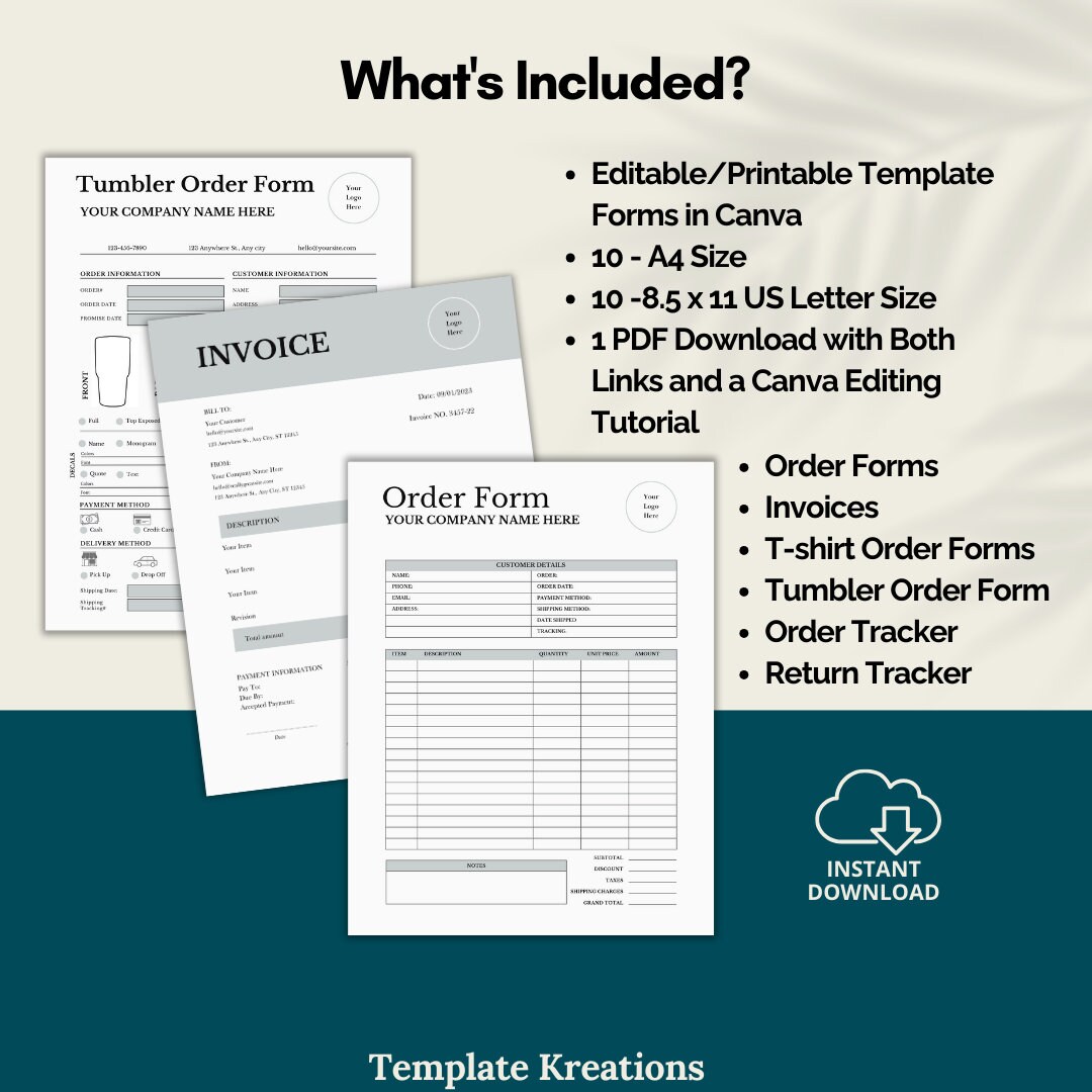 Small Business Forms Small Business Order Form Bundle - Etsy