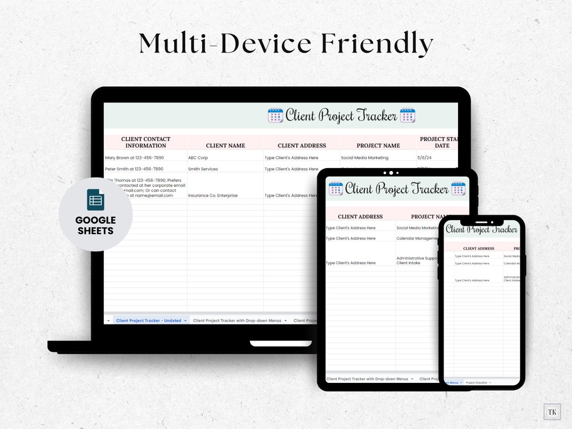 Google Sheets Template Client Tracker, Project Management, Client ...