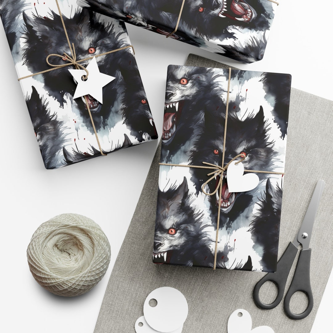 Snarling Wolf Gift Wrap Paper Eco-friendly Horror Halloween Werewolf ...