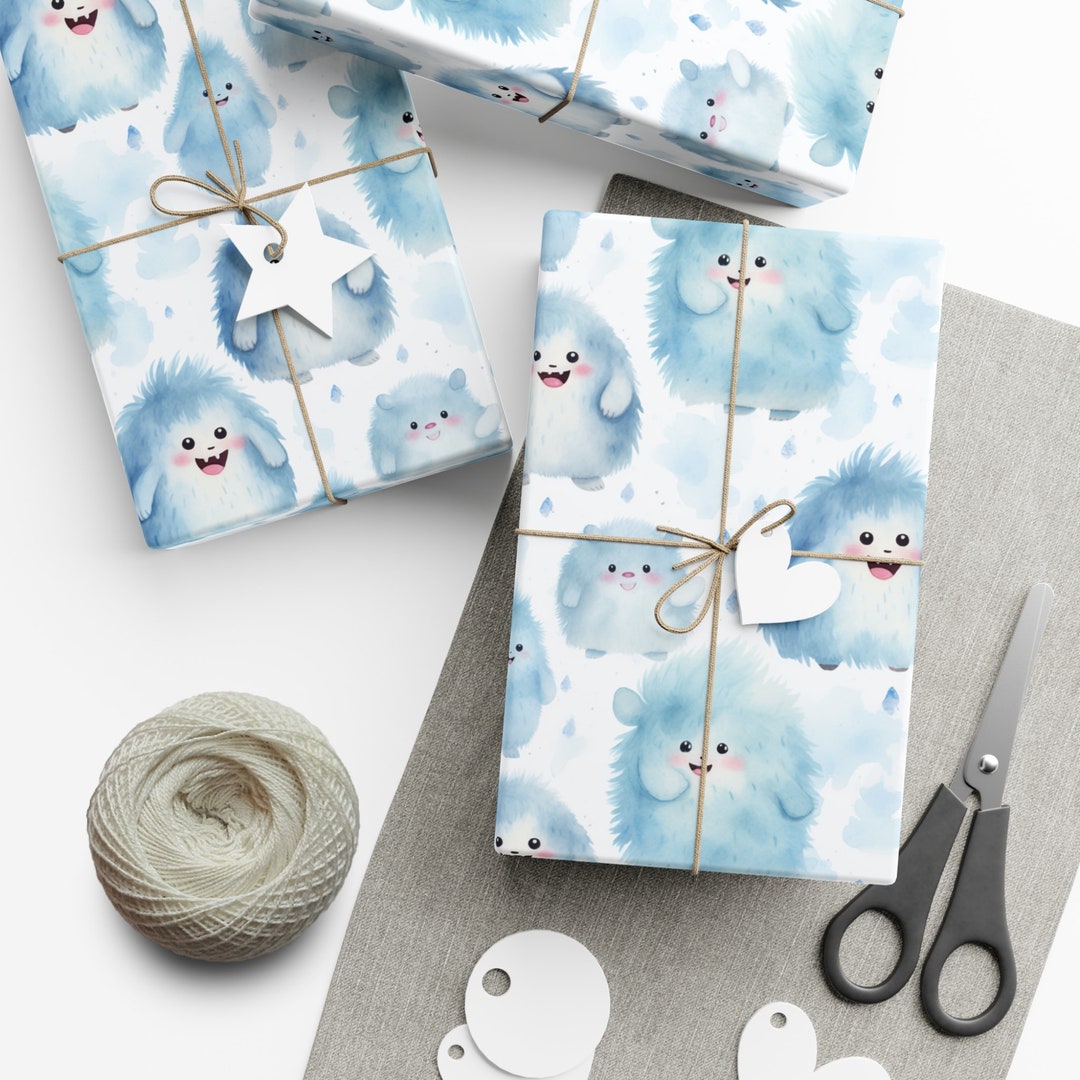 Cute Snow Yeti Gift Wrap Paper Eco-friendly Christmas Psychedelic ...