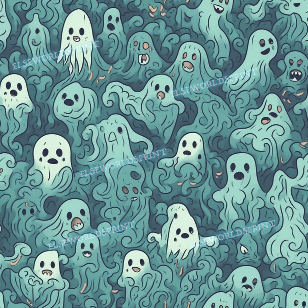 Cute Ghosts Haunted Wallpaper Digital Paper Download Scrapbook ...