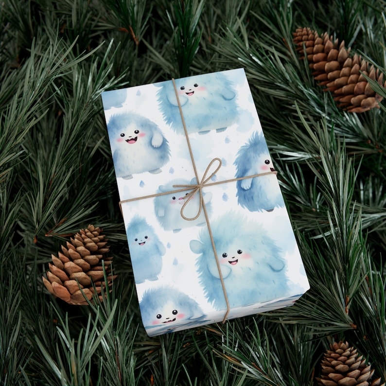 Cute Snow Yeti Gift Wrap Paper Eco-friendly Christmas Psychedelic ...