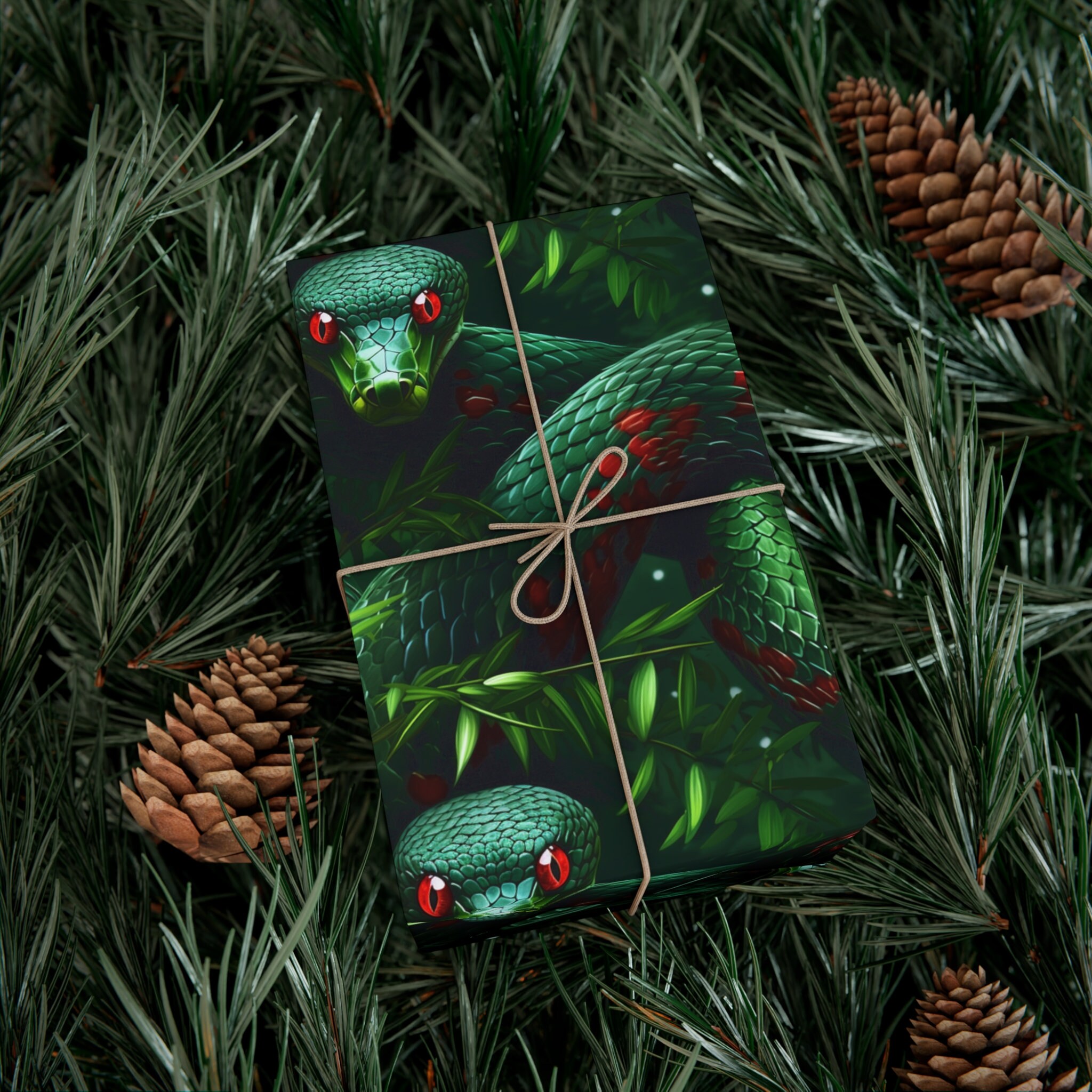 Snake Gift Wrap Paper Eco-friendly Emerald Tree Viper Horror Gothic ...