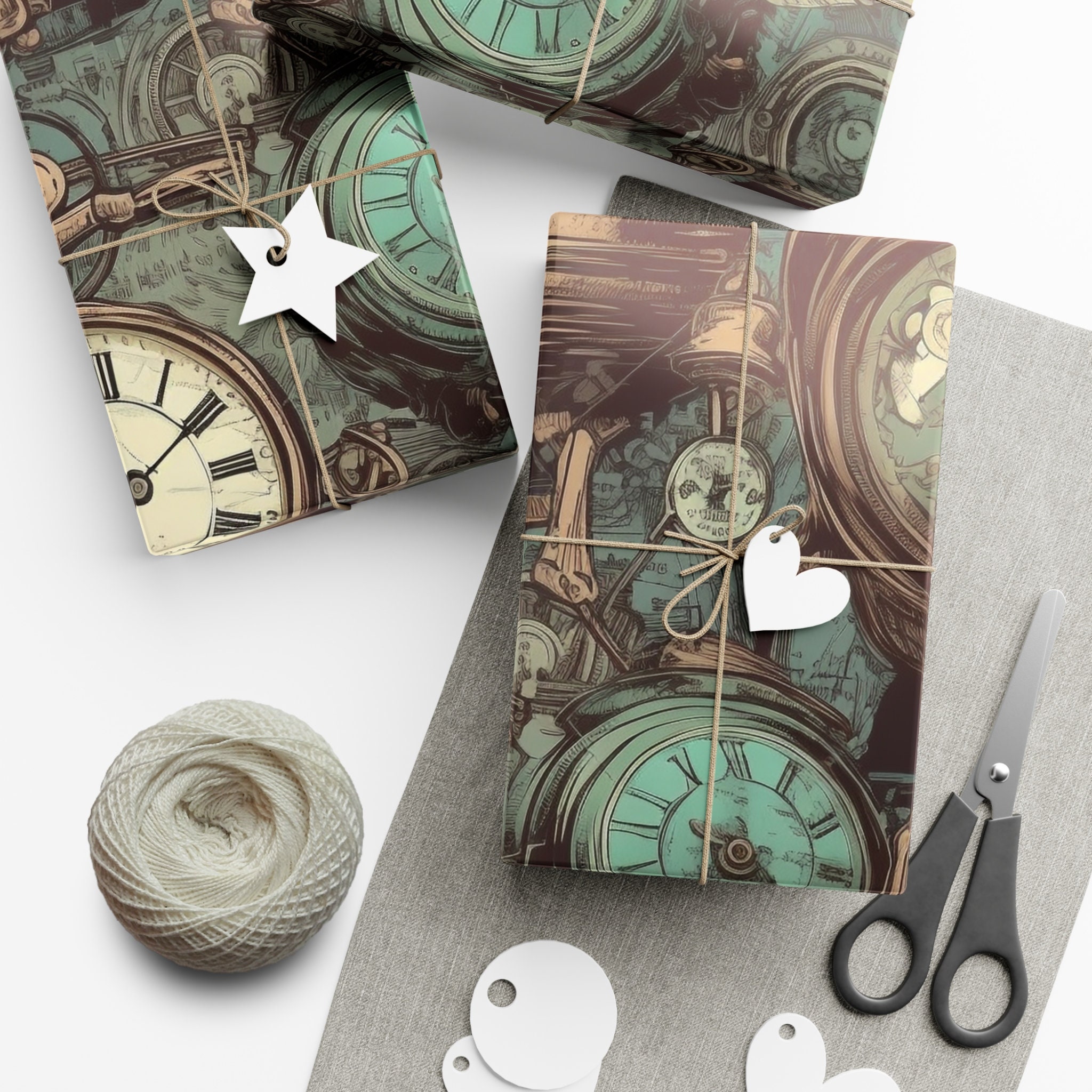 Steampunk Wrapping Paper Eco Friendly Clocks Gift Wrap - Etsy