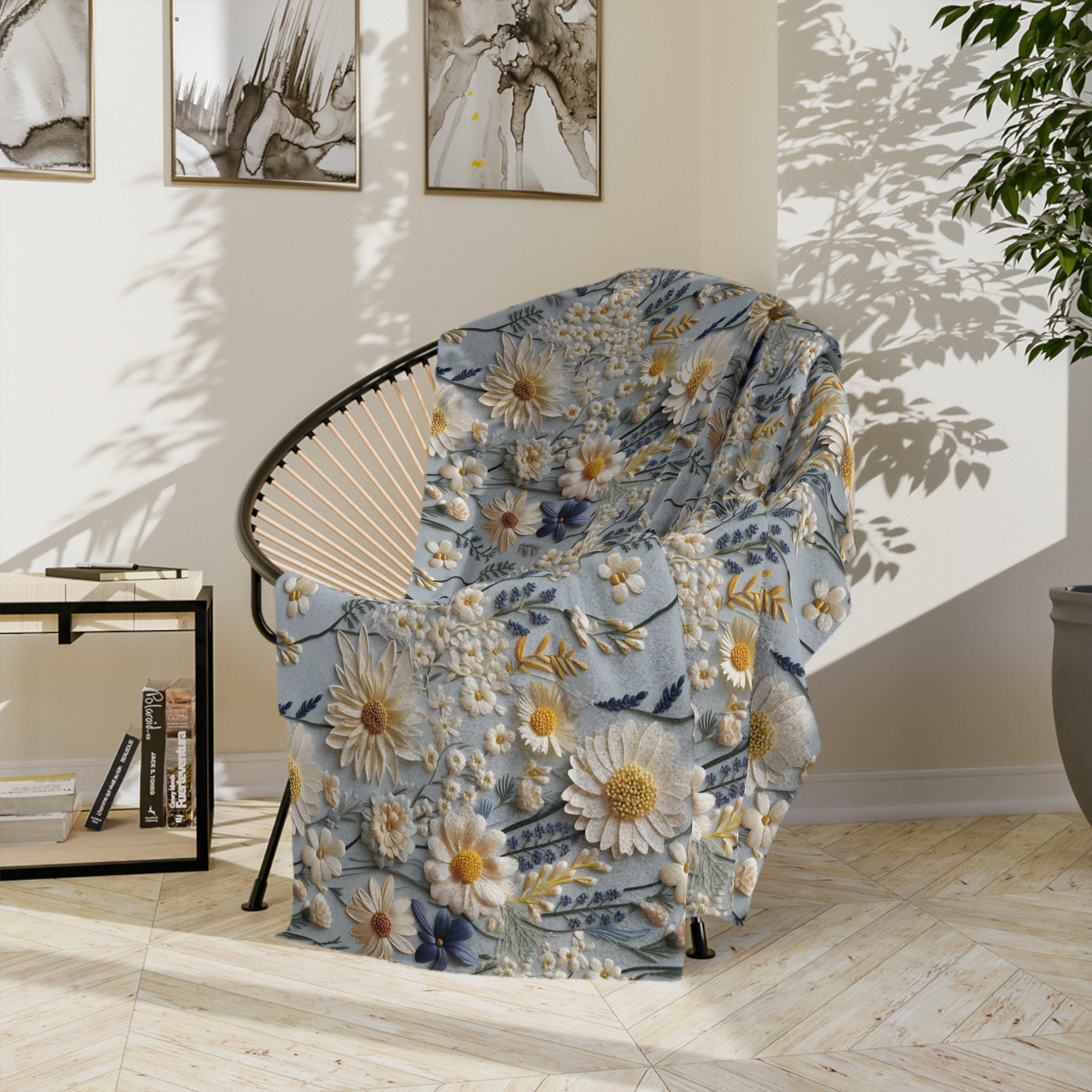 French Country Blanket Floral Throw Chinoiserie Throw Romantic Throw ...