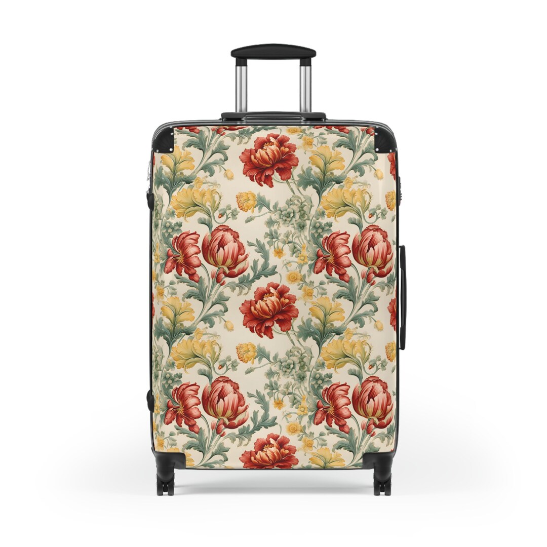 Custom Toile Travel Set Swivel Wheels Floral Decor Luggage Suitcase ...