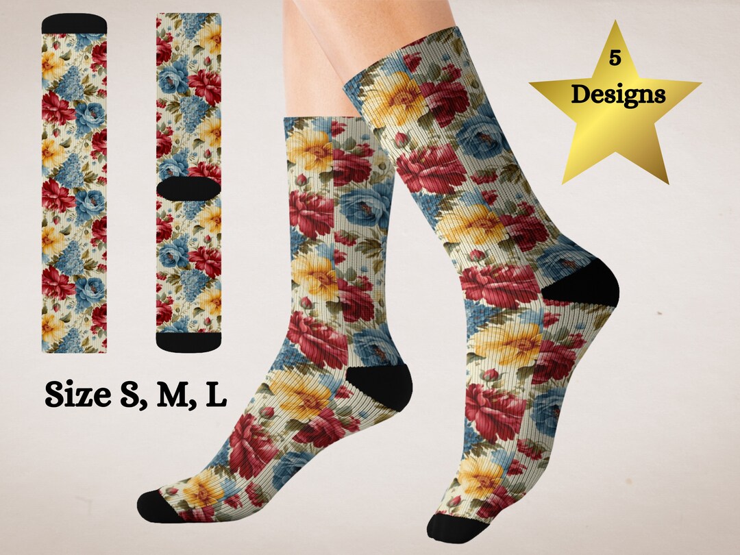 Wildflower Floral Socks: Boho Shabby Chic French Country Style - Etsy