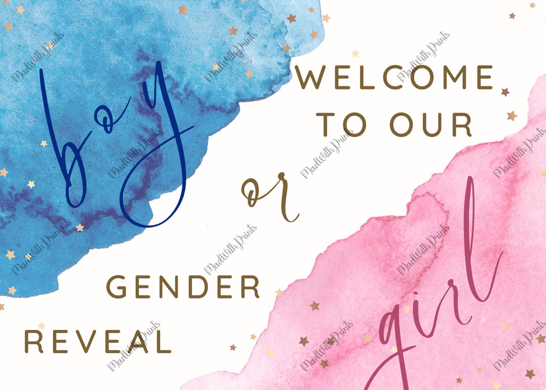 Personalised Elegant Gender Reveal, Welcome Sign, Invitation, Instant ...