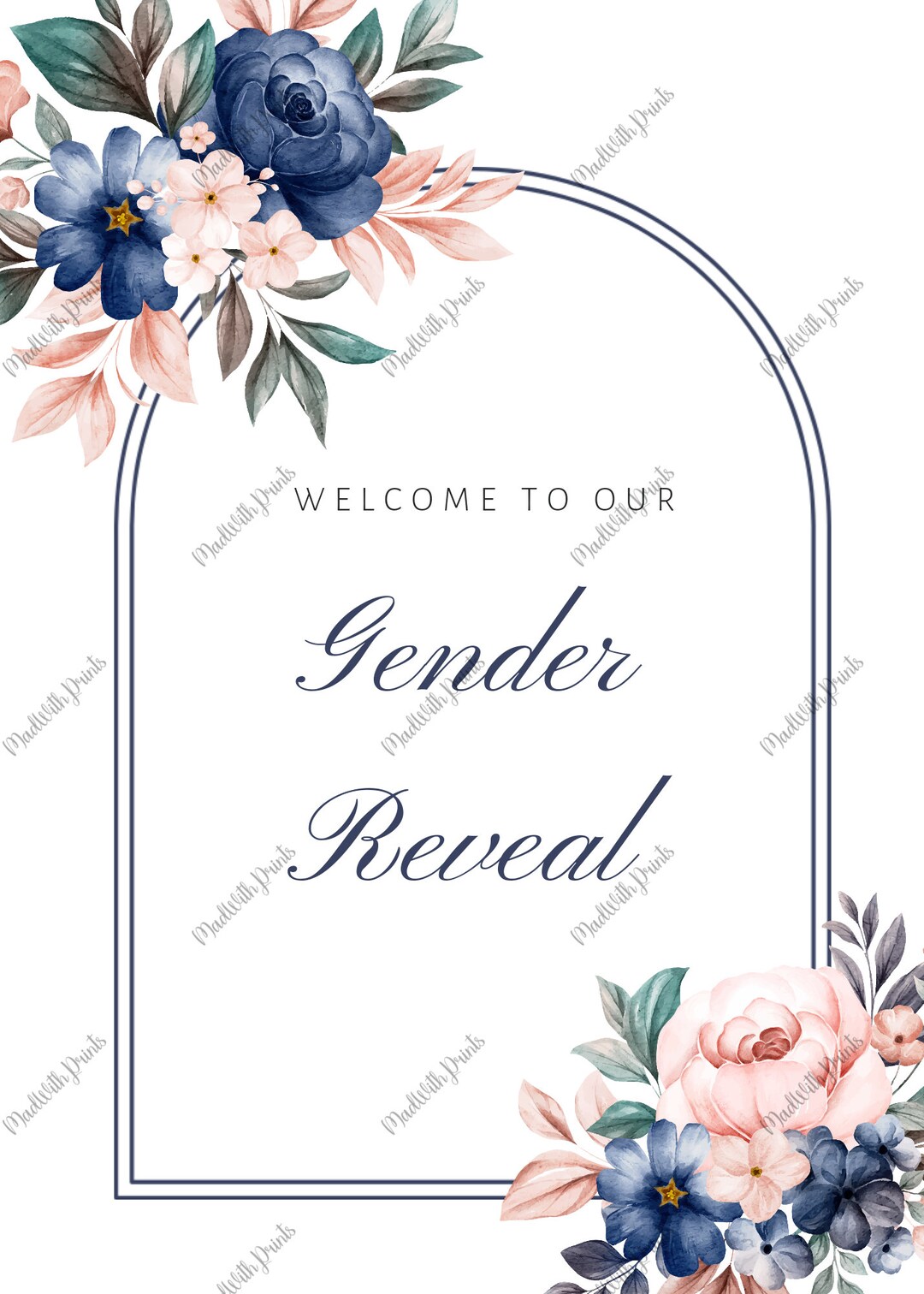 Personalised Elegant Gender Reveal, Welcome Sign, Invitation, Instant ...