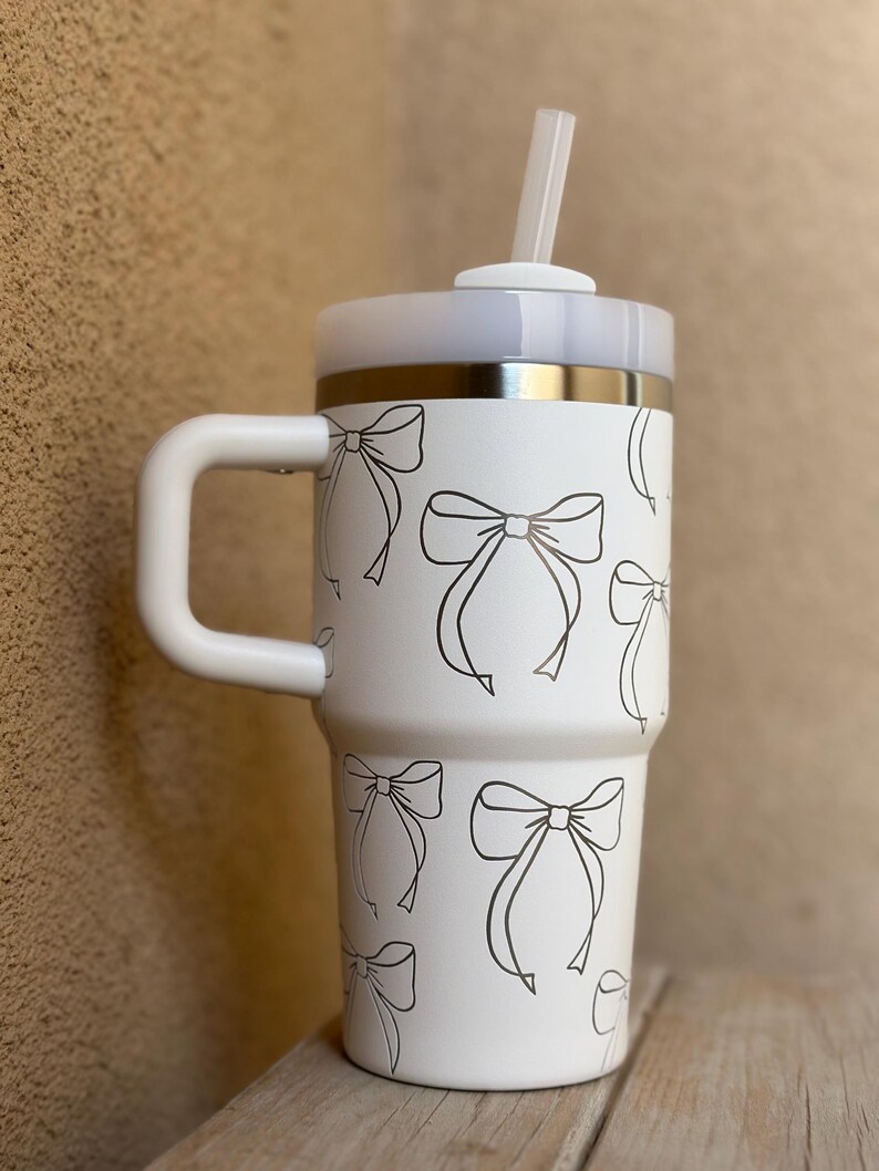 20 Oz Engraved Coquette Bow Stanley With Handle Tumbler - Etsy