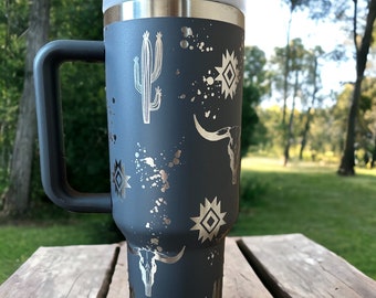 40 Oz or 30 Oz Laser Engraved Feminine Western Stanley Tumbler With ...