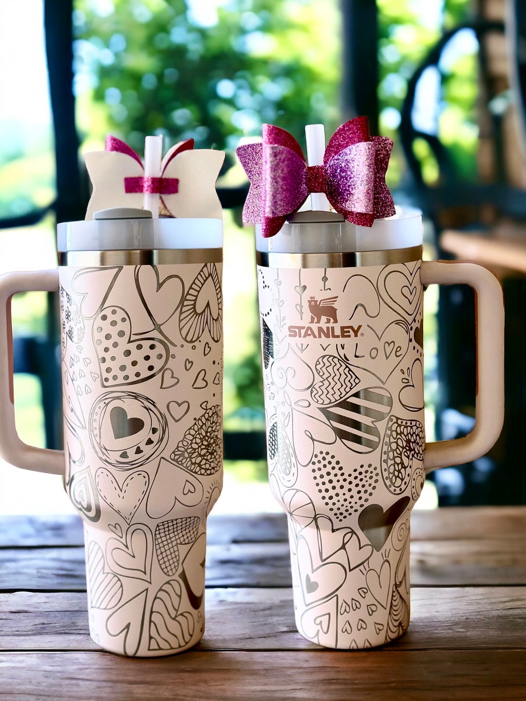 40 or 30 Oz Engraved Heart Doodle Stanley - Etsy