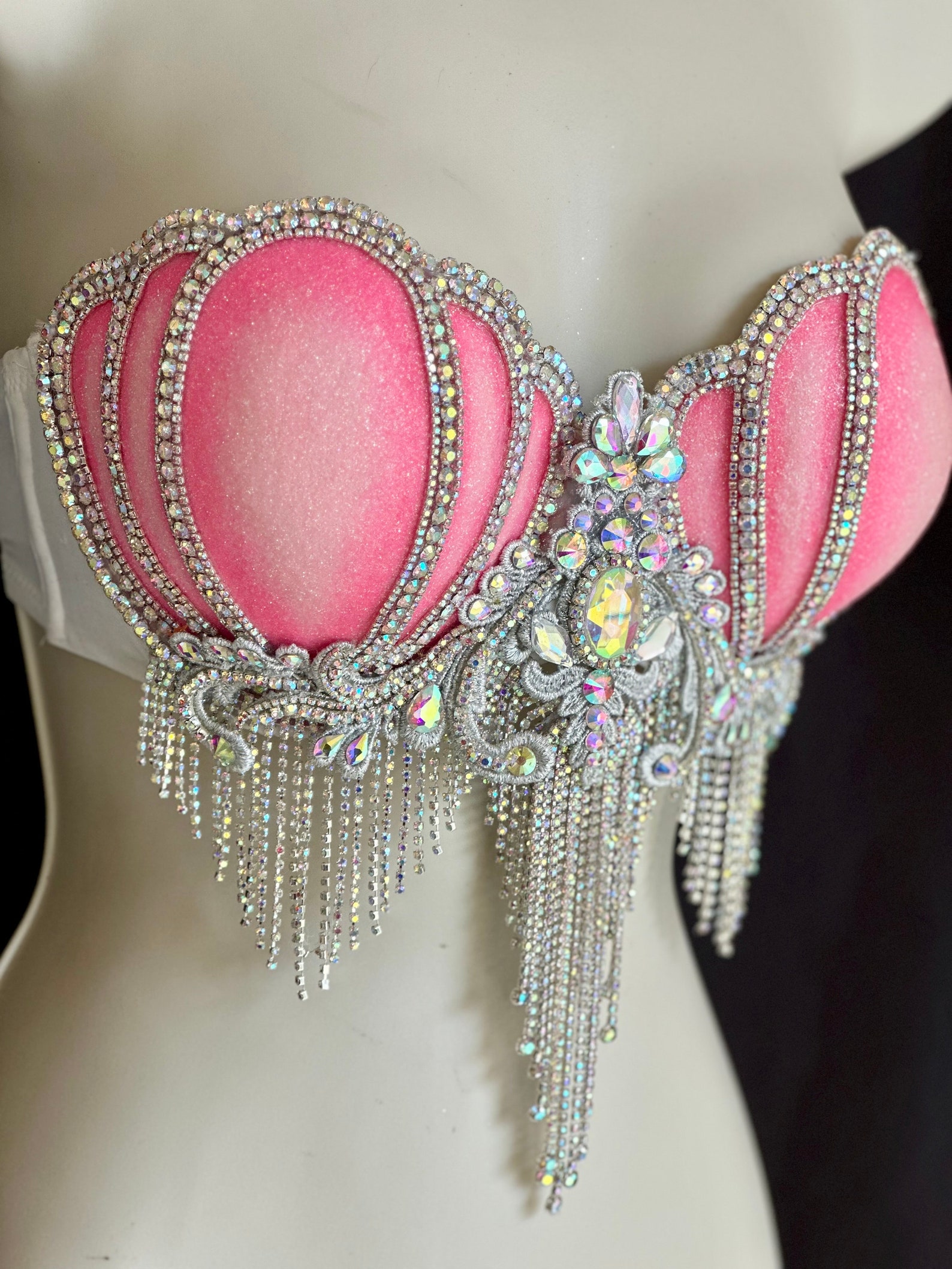 Pink Glitter Mermaid Bra Top - Pink - Sparkling Shells, Crystals, and ...
