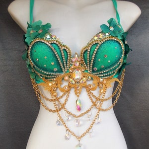 Blue Aqua Glitter Mermaid Bra - Aqua Gold With Iridescent Accents ...