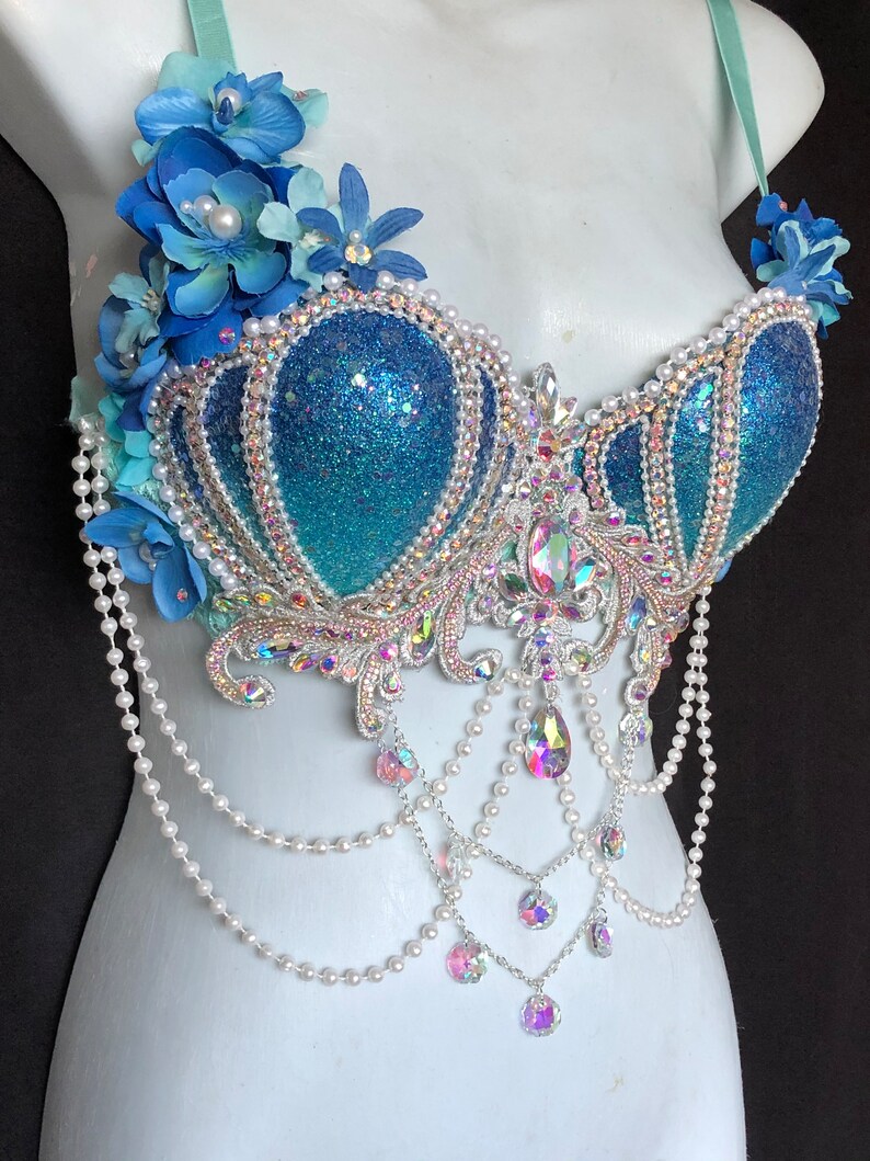 Blue Aqua Glitter Mermaid Bra Blue Aqua With Iridescent Accents Glitter ...