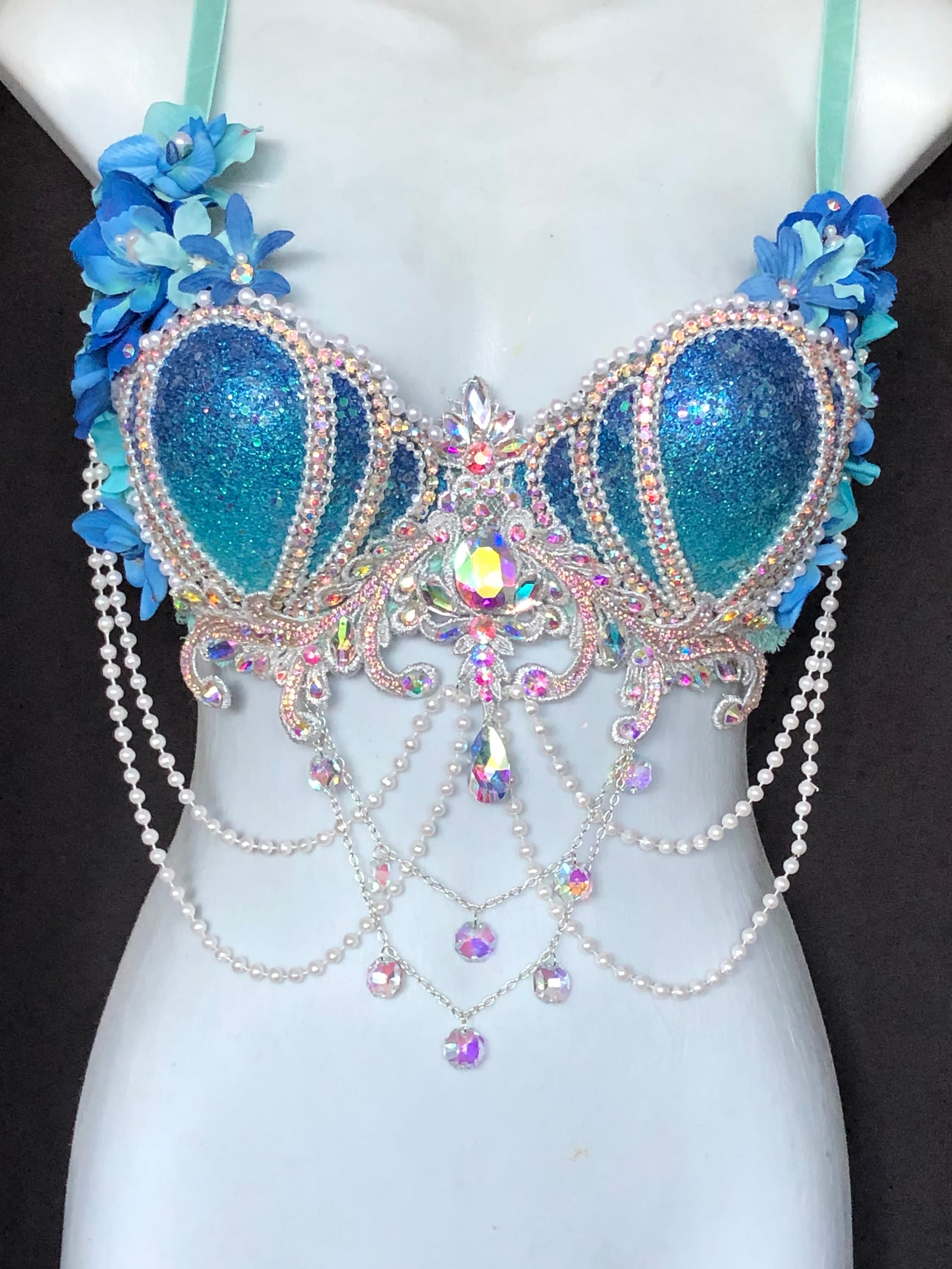 Blue Aqua Glitter Mermaid Bra Blue Aqua With Iridescent Accents Glitter ...