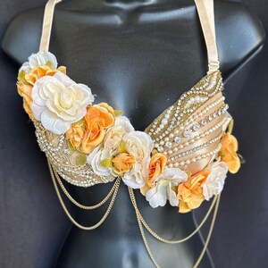 Vintage Floral Fantasy Costume Bra Rave Bra Festival Bra Theme Wear ...