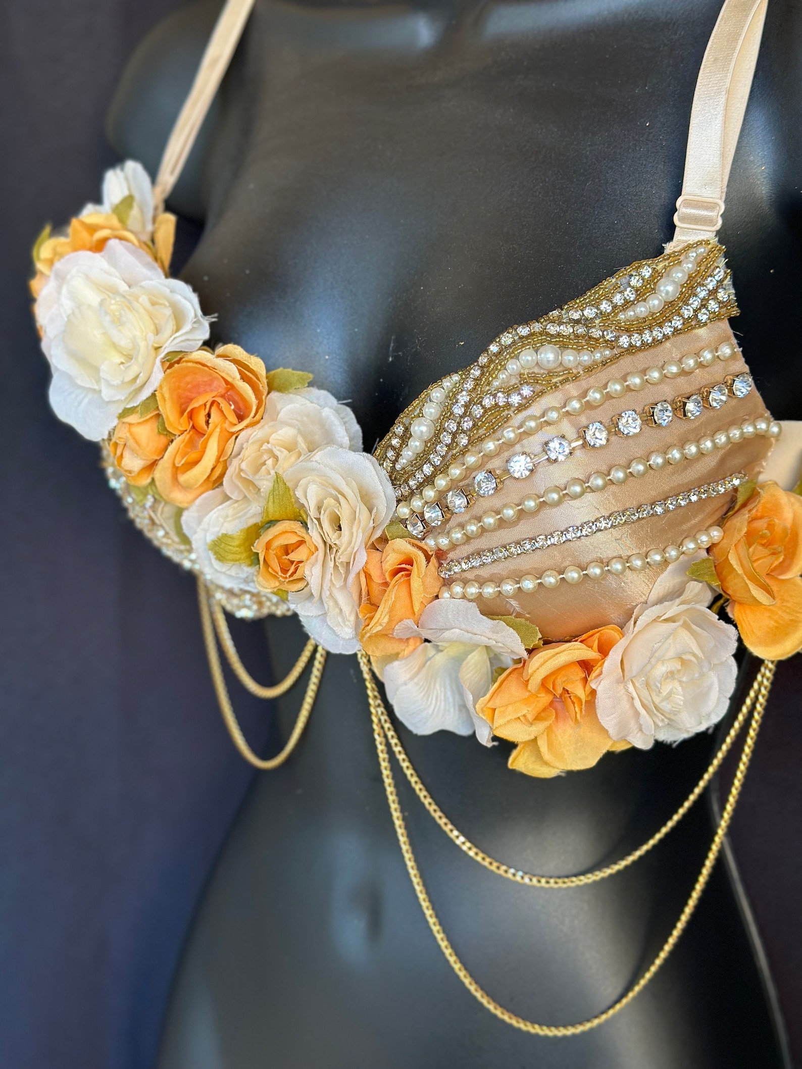 Vintage Floral Fantasy Costume Bra Rave Bra Festival Bra Theme Wear ...